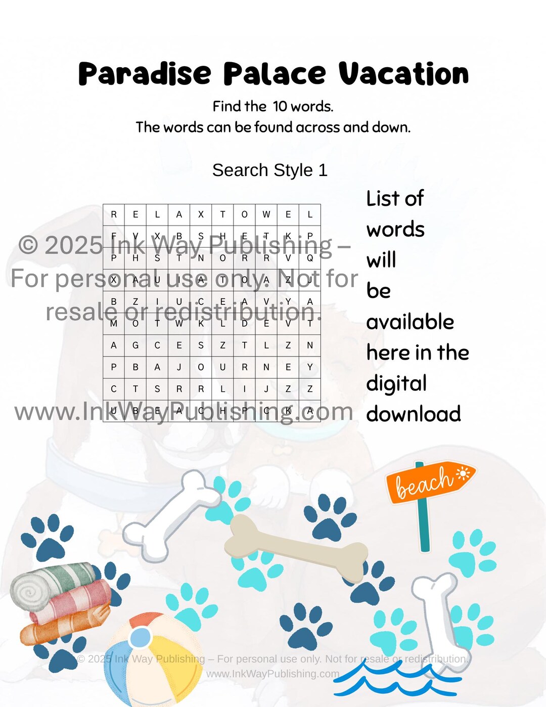 Daisy & Bronson Word Search - Kids Printable Activity Sheet, Story ...
