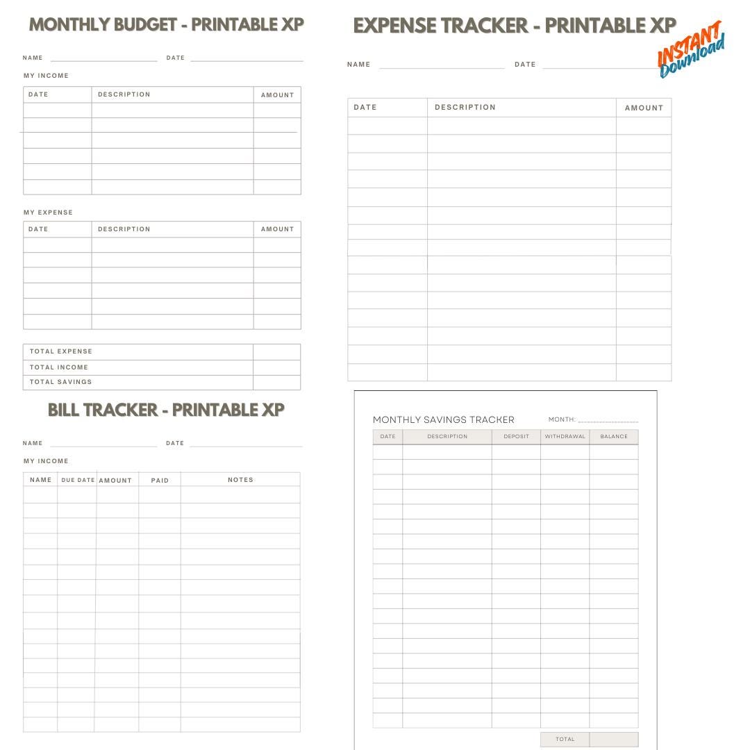Monthly Budget Planner Printable | Expense & Savings Tracker | Bill ...