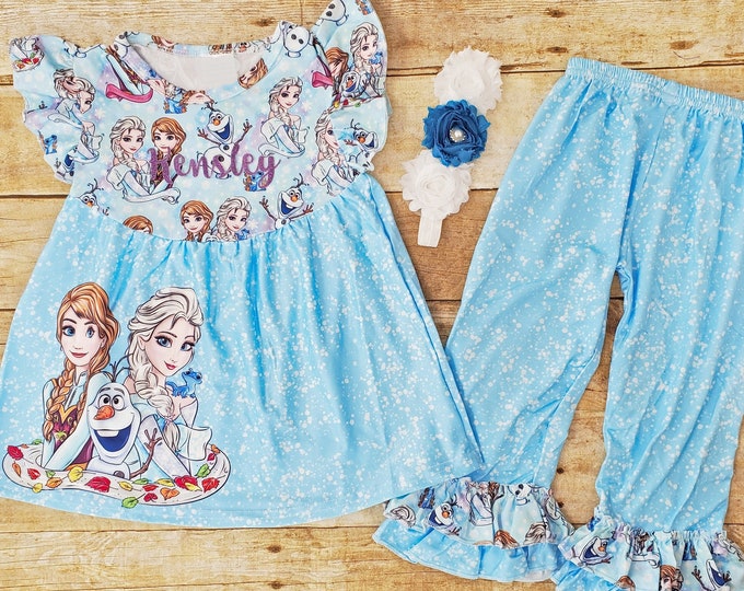 Frozen Outfit. Girl Frozen Outfit, Toddler Frozen Elsa Pants and Shirt ...