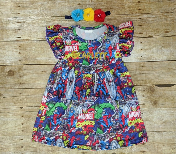 Superheroes Girl Dress. Inspired Superhero Marvel Dress Comic - Etsy