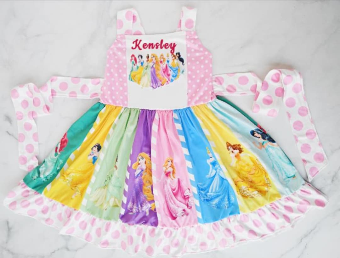 Princess Dress Twirl Panel. Disney Dress Birthday Ariel Cinderella ...