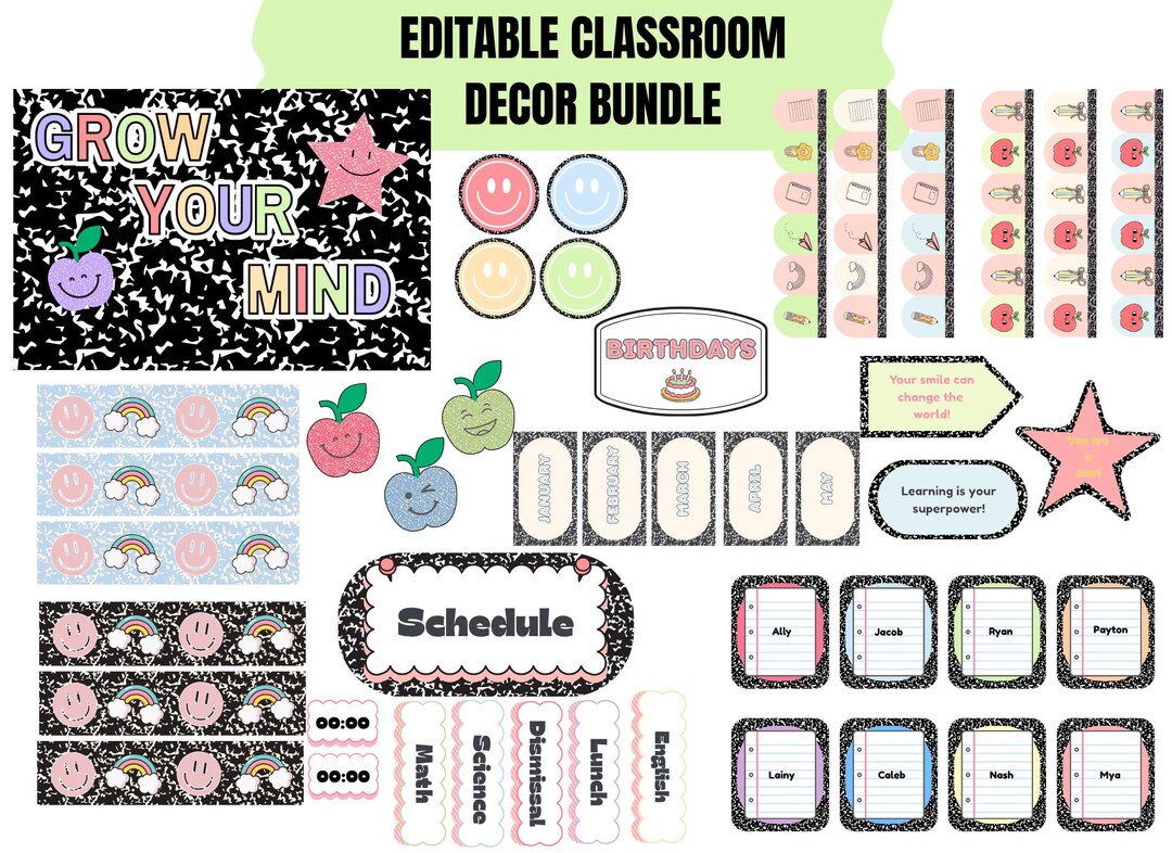 Digital Composition Theme Teacher Classroom Bundle. Bulletin Board ...