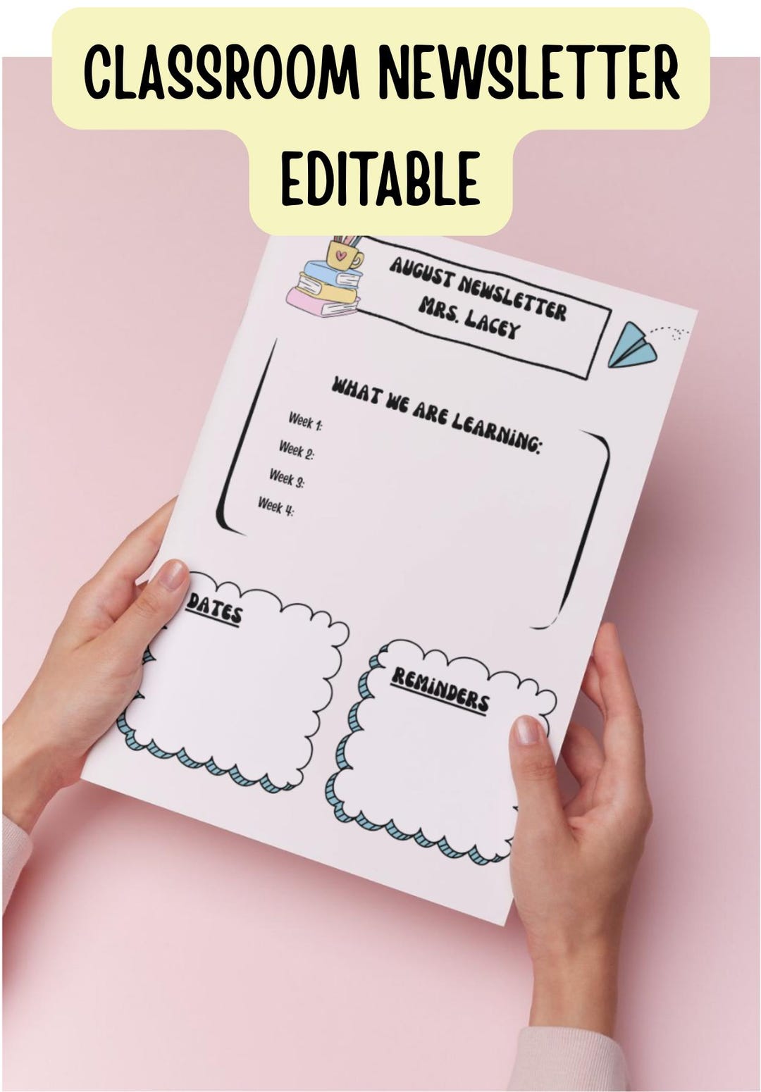 Teacher Classroom Newsletter Digital Template - Etsy