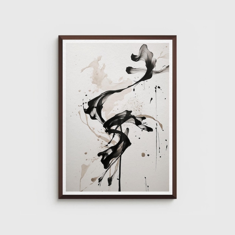 Calligraphy Poster | Abstract Zen Calligraphy | Japanese Sumi-e Print ...