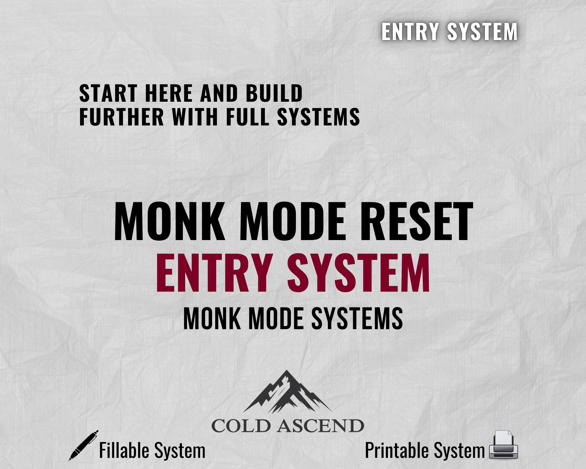 Monk Mode Reset Tracker – 1-page Printable to Isolate & Grow Everyday ...