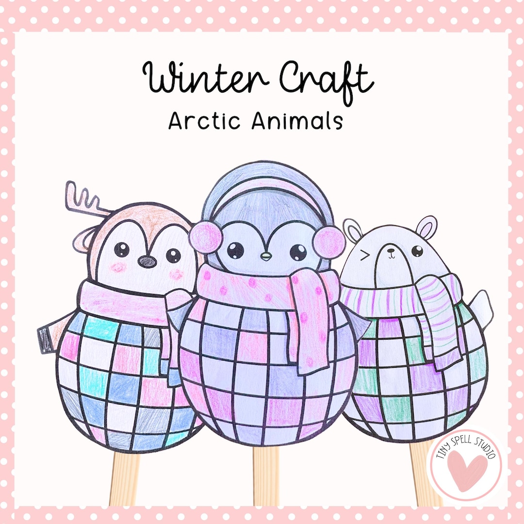 Winter Stick Puppet Craft | Printable Templates (PDF Download) - Etsy