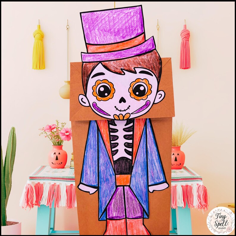 Día De Muertos Boy and Girl Paper Bag Puppet Bundle | Altar Ofrenda ...