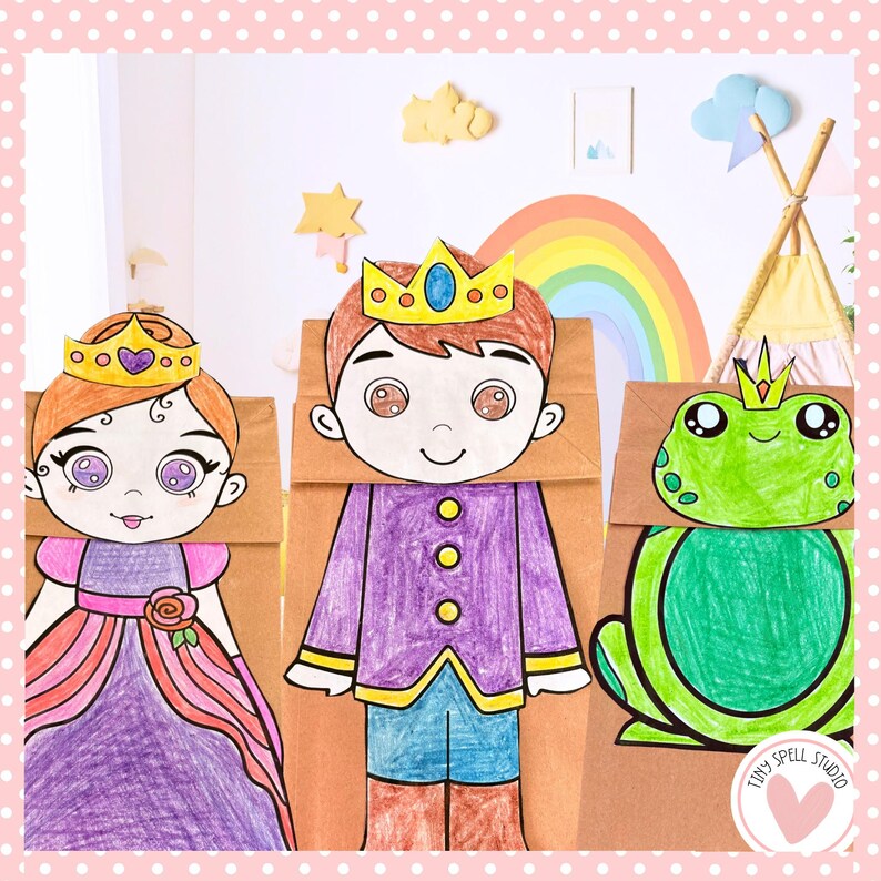 Frog Prince Paper Bag Puppet Craft | Printable Templates (PDF Download ...