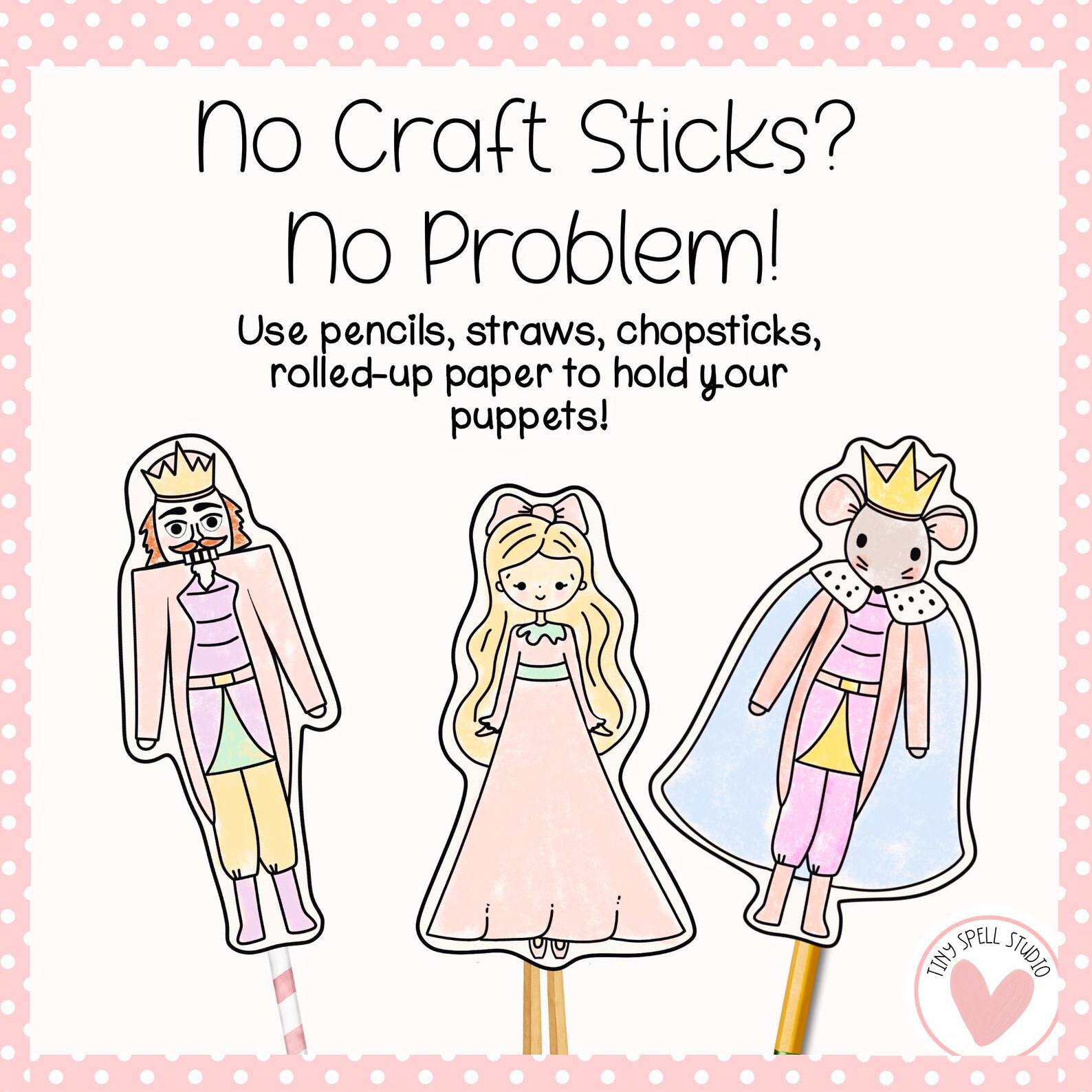 Nutcracker Ballet Stick Puppet Craft | Printable Templates (PDF ...