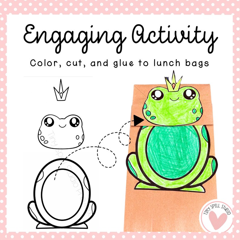 Frog Prince Paper Bag Puppet Craft | Printable Templates (PDF Download ...