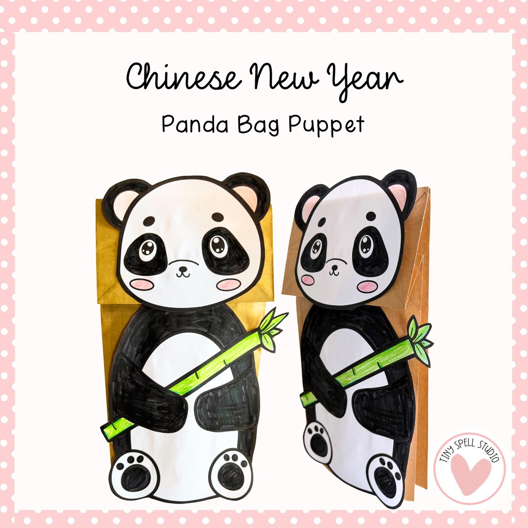 Panda Paper Bag Puppet Craft, Chinese New Year Art Activity, Cultural ...