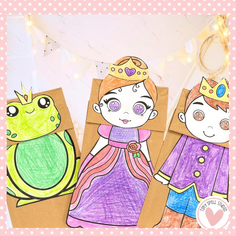 Frog Prince Paper Bag Puppet Craft | Printable Templates (PDF Download ...