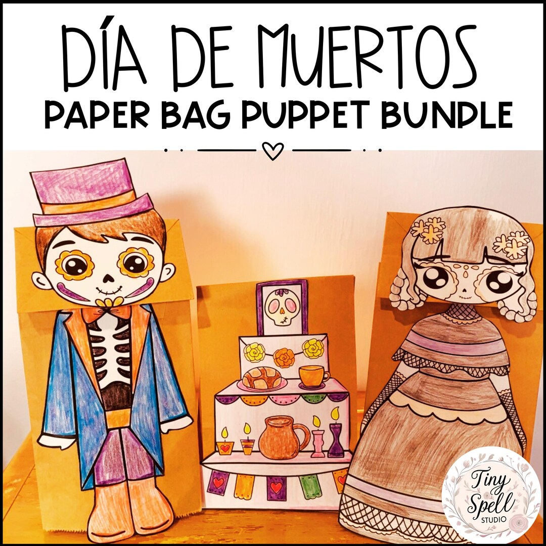 Día De Muertos Boy and Girl Paper Bag Puppet Bundle | Altar Ofrenda ...