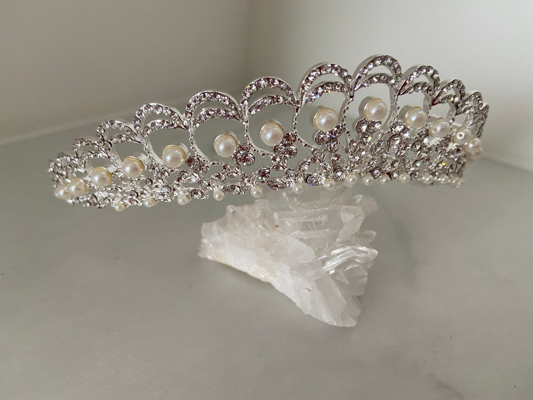 Elegant Princess Bridal Tiara, Regal Pearl & Crystal Crown,wedding ...