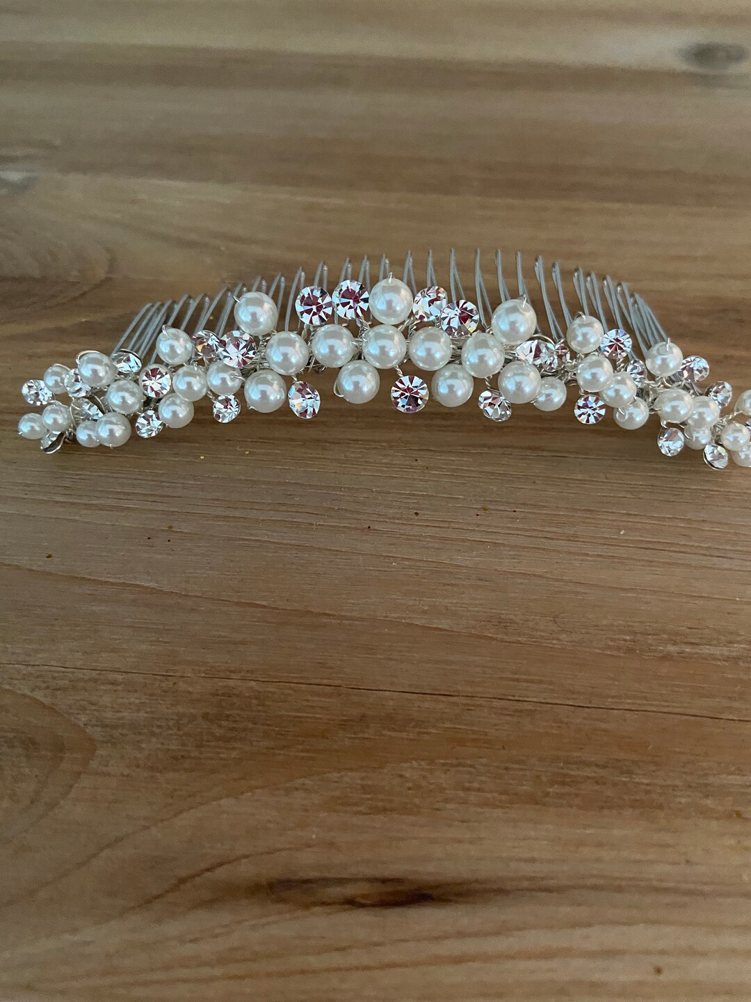 1st Communion Veil, Tiara on Comb, Rhinestone & Pearl Comb, Pearl ...