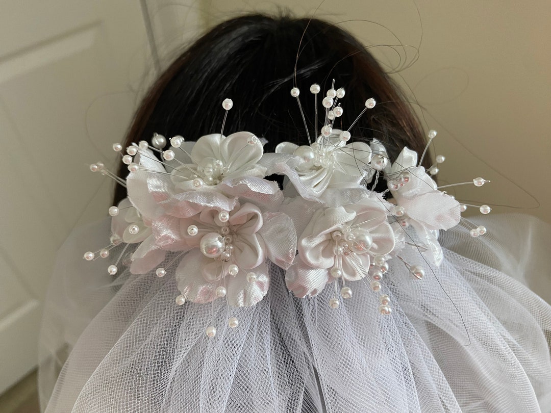 1st Communion Veil, Flower Comb,headpiece on Comb, Simple Headpiece ...