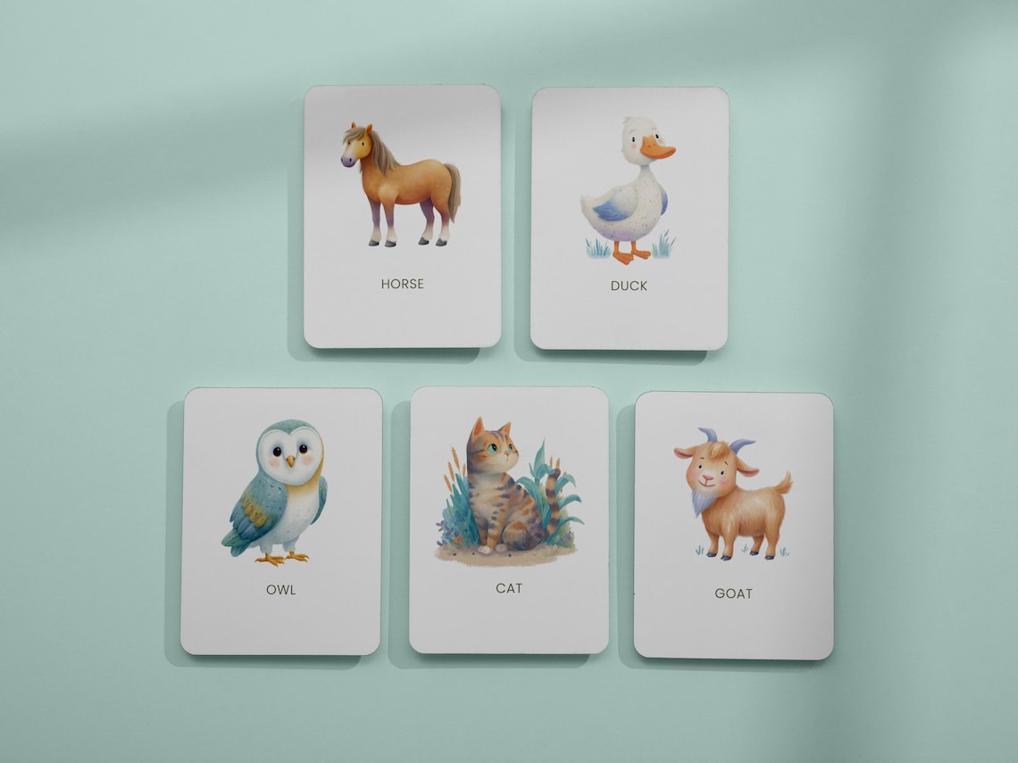 28 Farm Animal Flashcards, Printable Educational Cards for Toddlers ...