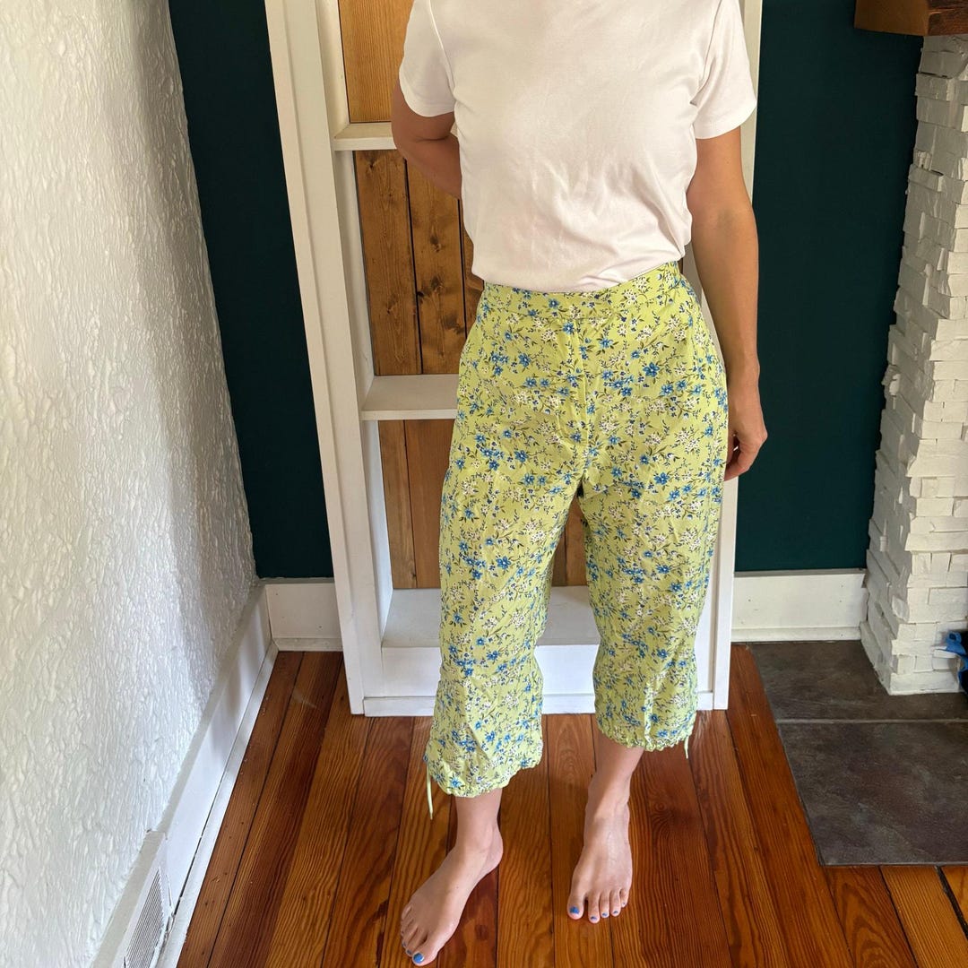 Vintage Green Floral Capris With Ties Womens' Size 29 - Etsy