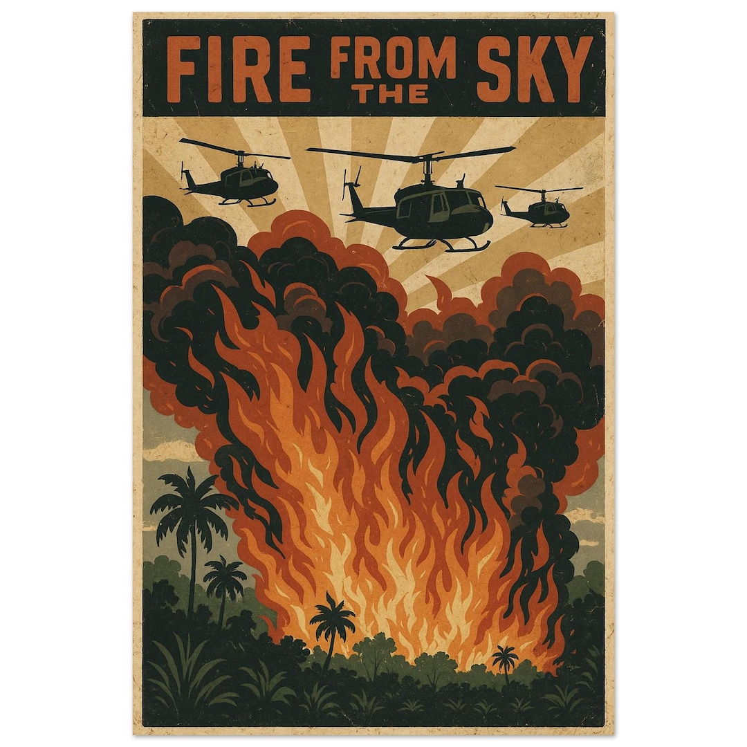 Napalm Use Poster – Fire From the Sky – Vietnam War Propaganda Mural - Etsy