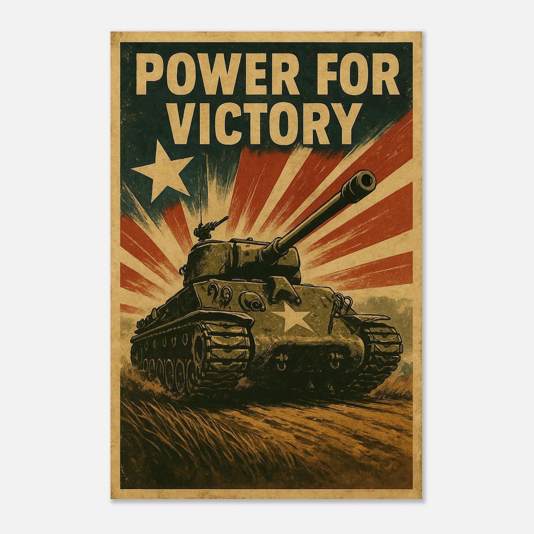 M4 Sherman Tank Poster – Power for Victory – US Vintage Propaganda - Etsy