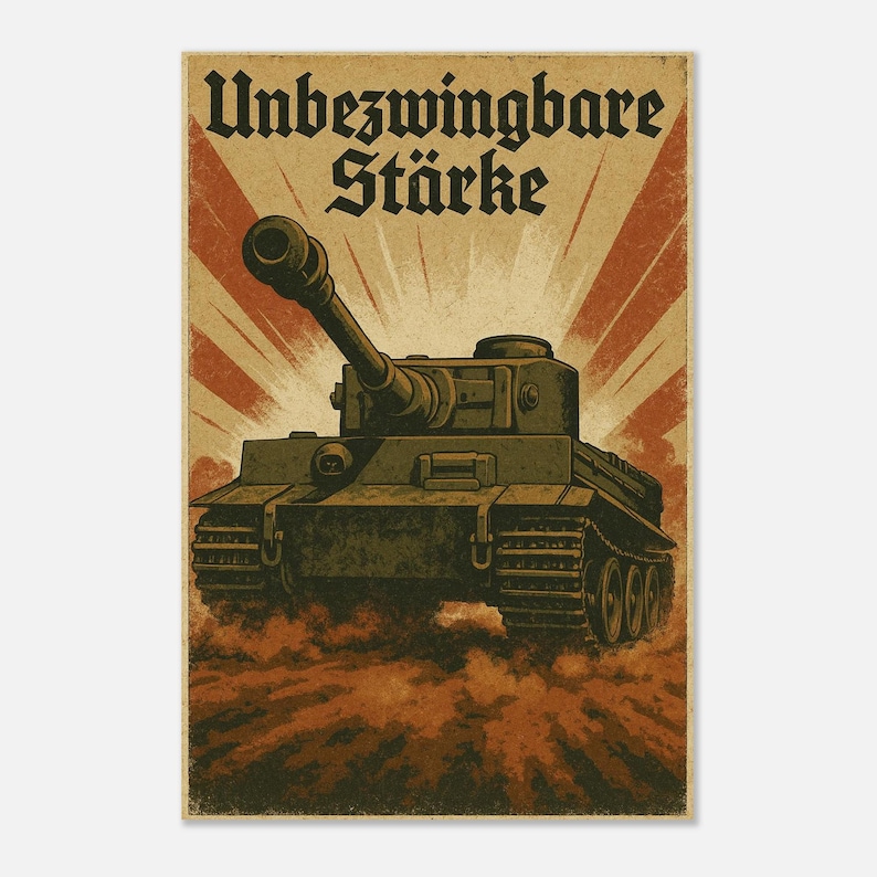 Tiger I Tank Poster – Indomitable Strength – Vintage WW2 Propaganda ...