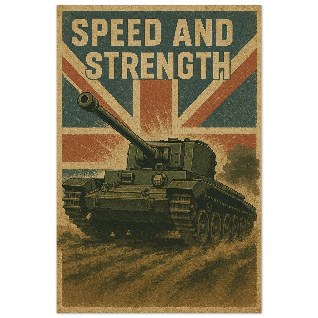Vintage WWII Cromwell Tank Poster – British Army Propaganda Style Wall ...