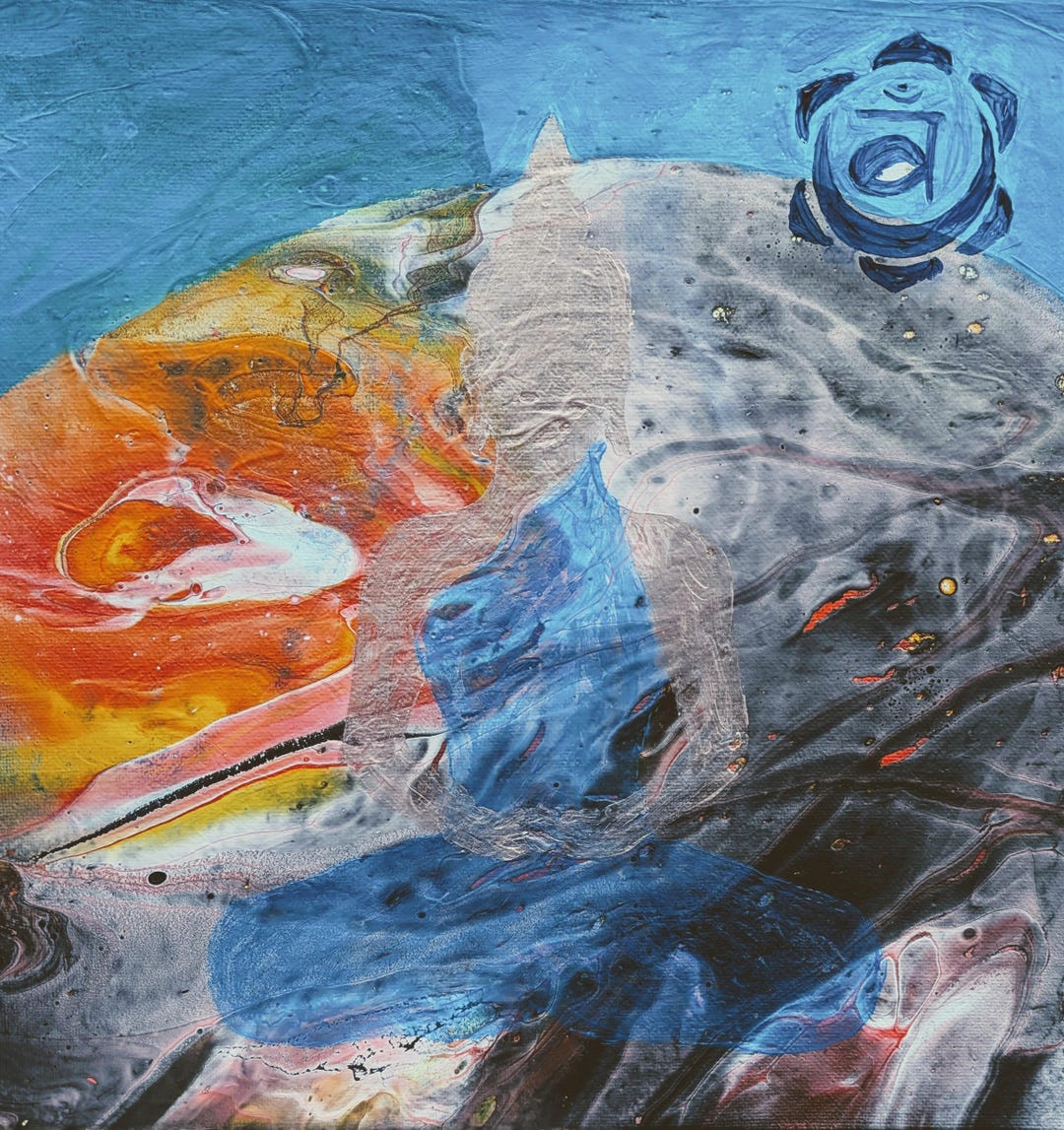Buddha Element Air, Self-painted Unique Piece 30 X 30 Cm on Stretcher ...