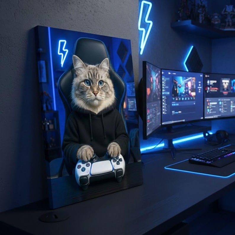 Custom Pet Gamer Portrait | Personalized Cat or Dog Art | Xbox ...
