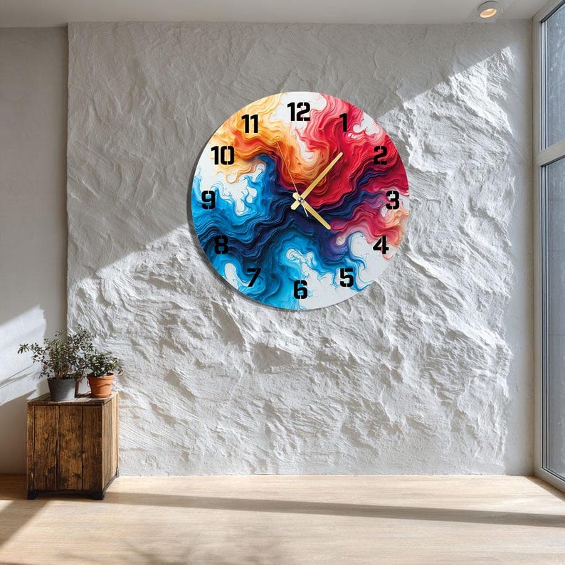 Abstract Colorful Glass Large Wall Clocks, Modern Art Decor ...