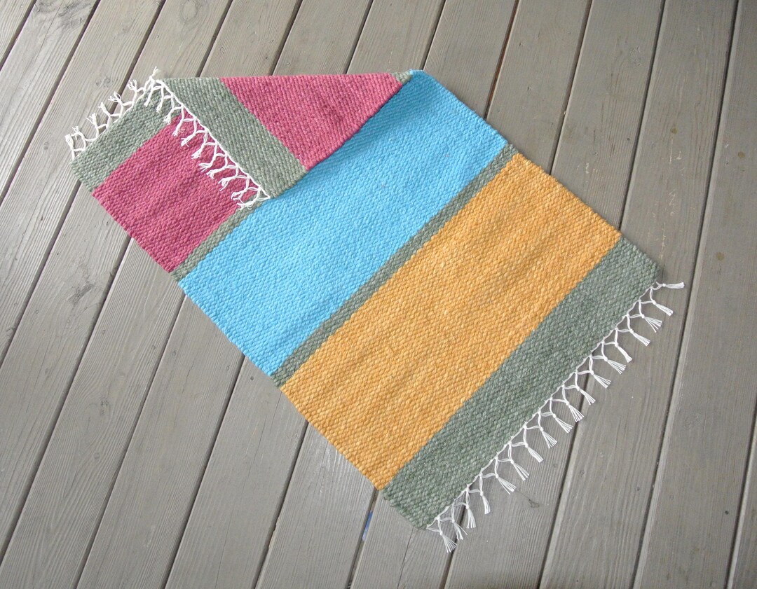 Hand Woven Cotton Rug, Wall Hanging/ Tapestry 24 X 36 Many Colors ...