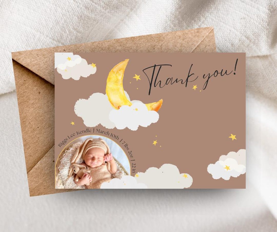 Twinkle Twinkle Little Star Thank You Card Template - Etsy
