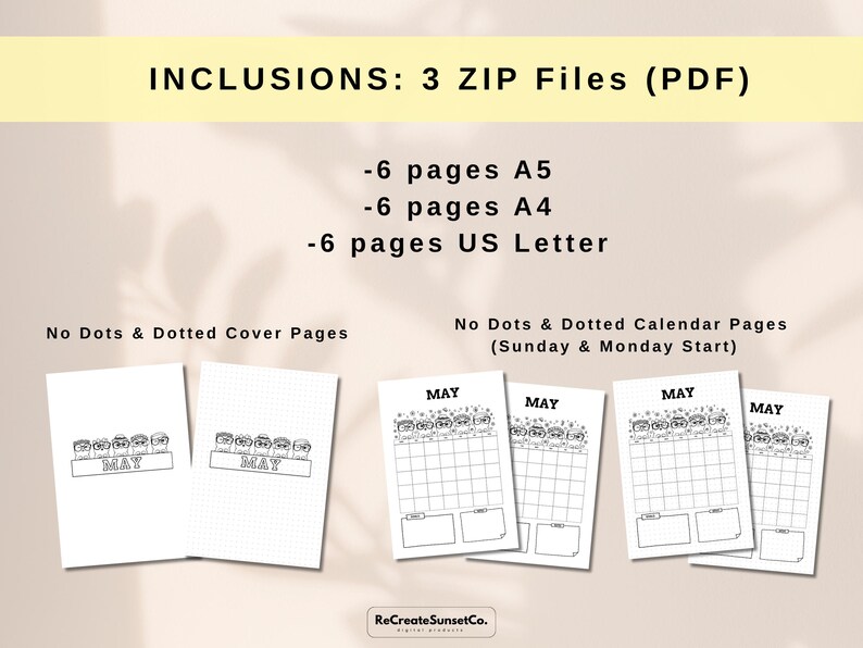 May Title Page and Calendar, PRINTABLE Calendar, Cat Theme, Journal ...