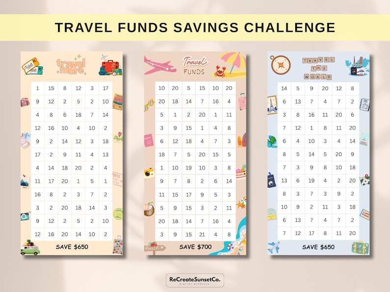 Travel Fund A6 Savings Challenge 2026 Save 2000 Cash Stuffing Savings ...