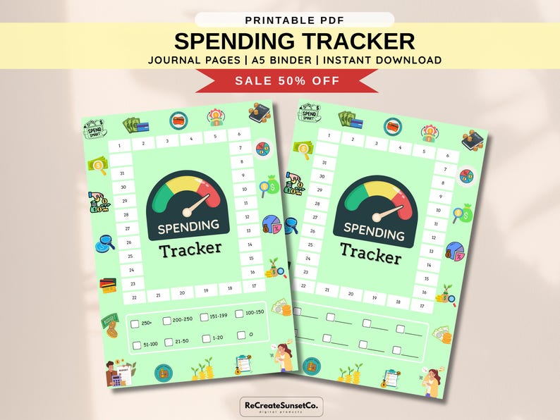 Spending Tracker Printable Journal Page A5 Binder Planner Page Money ...