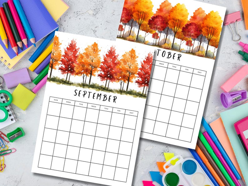 Printable Undated Planner, 2026 Planner UNDATED, Forest Theme, Everyday ...