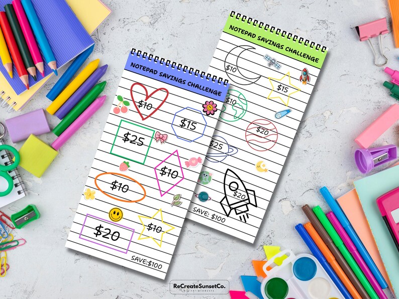 2026 Savings Challenge Notepad Coloring Sheets Kawaii Savings Cash ...