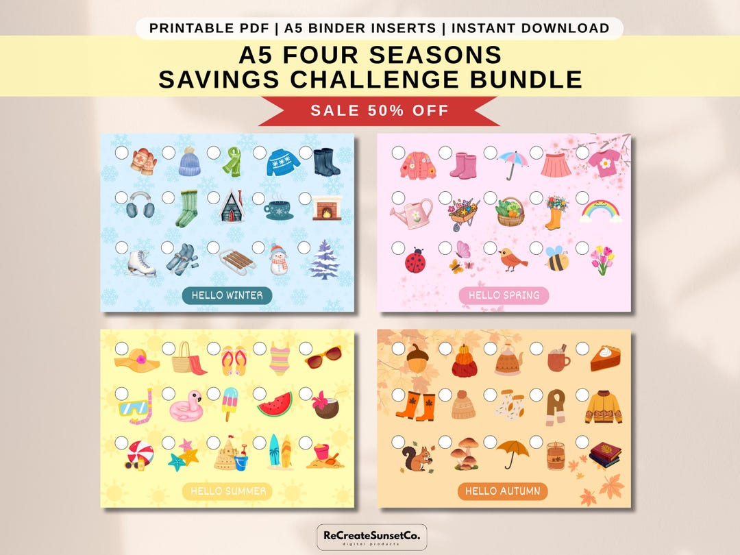 2027 Savings Challenge Bundle Four Seasons Savings Challenge A5 Savings ...