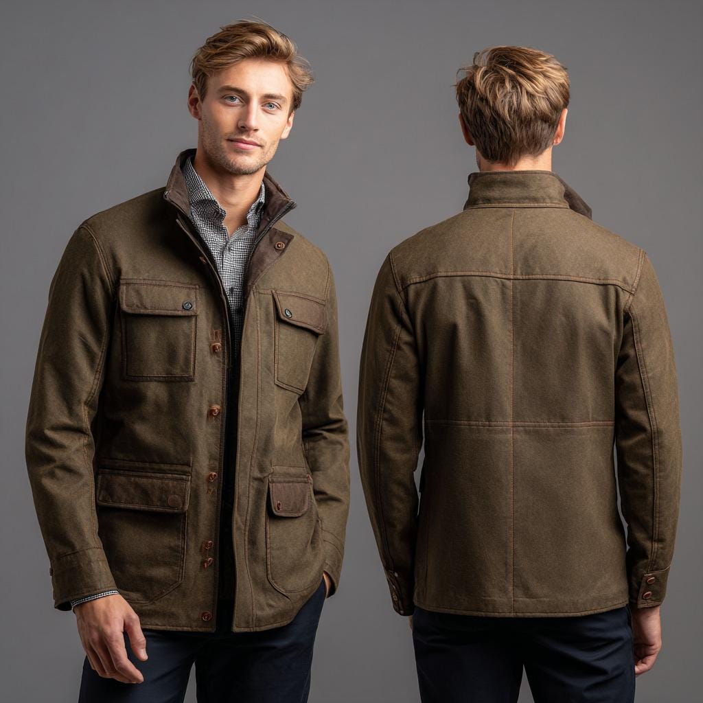 Men's Olive Green Cotton Canvas Field Jacket: Military Style Utility ...