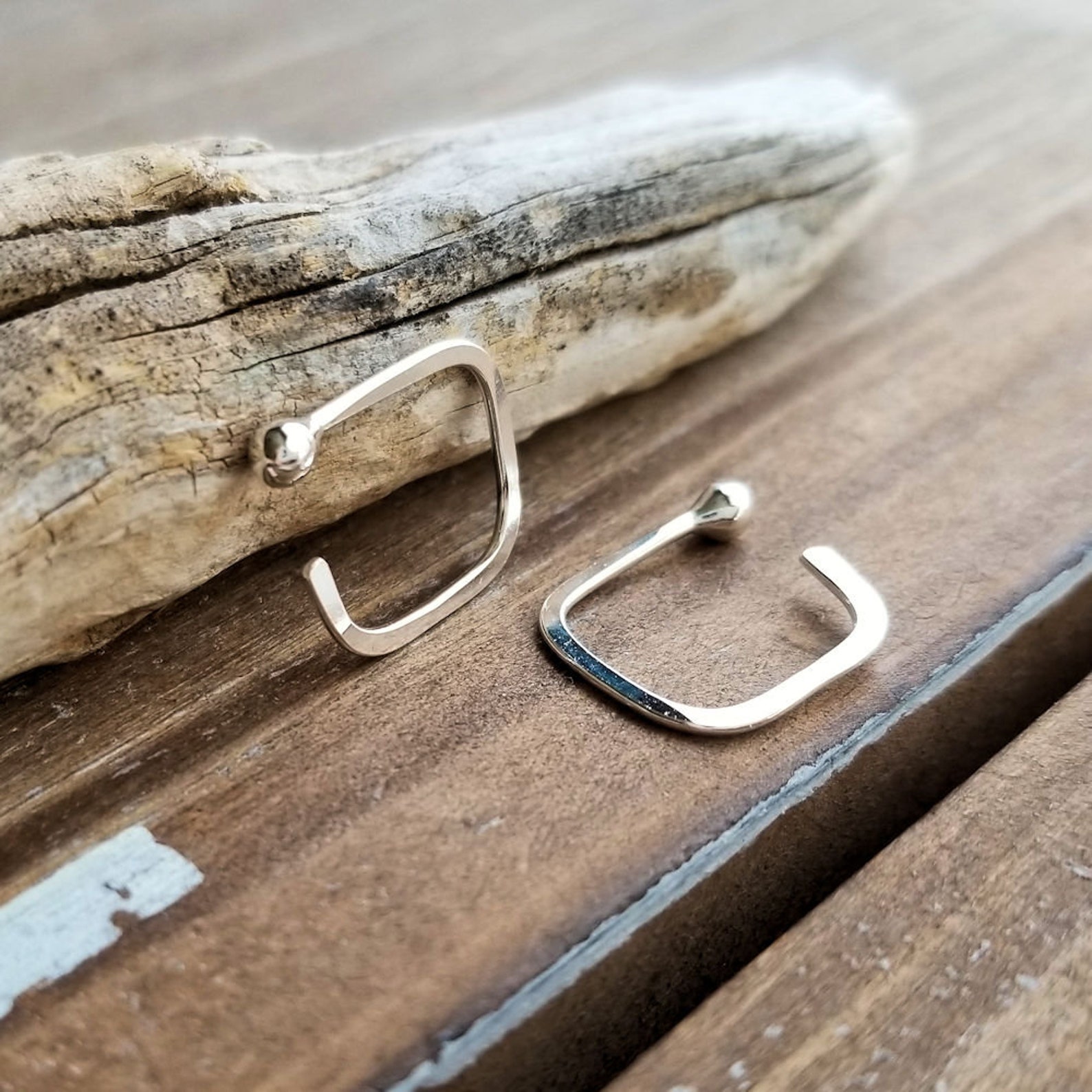 Silver Square Hoops Square Earrings Argentium Silver | Etsy