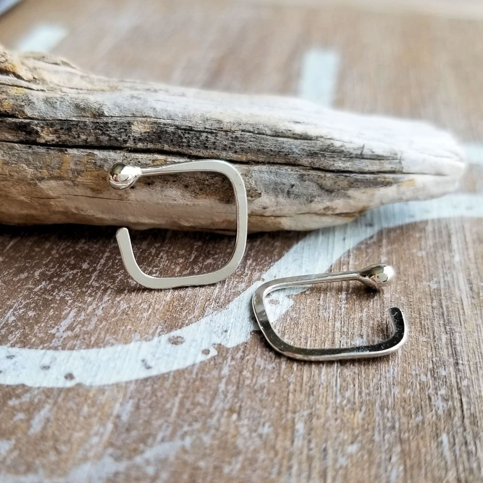 Silver Square Hoops Square Earrings Argentium Silver | Etsy