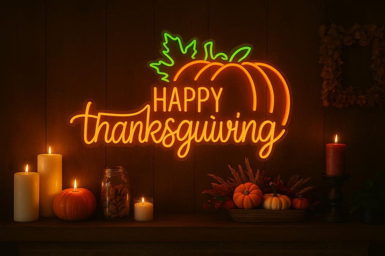 Thankful & Blessed Neon Sign – Thanksgiving LED Light Decor - Etsy