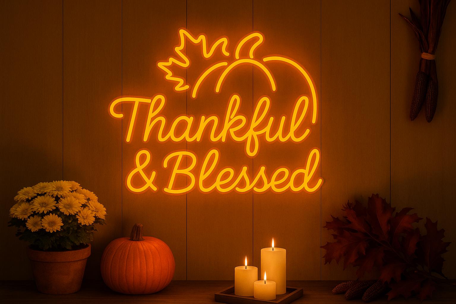 Thankful & Blessed Neon Sign – Thanksgiving LED Light Decor - Etsy