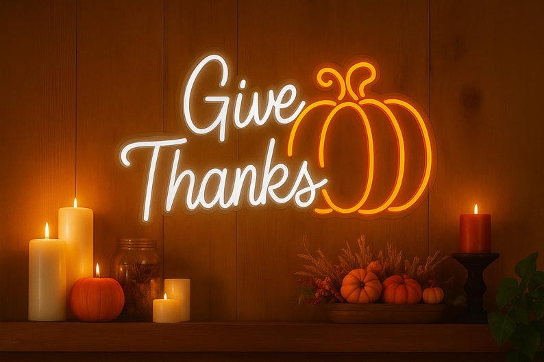 Thankful & Blessed Neon Sign – Thanksgiving LED Light Decor - Etsy