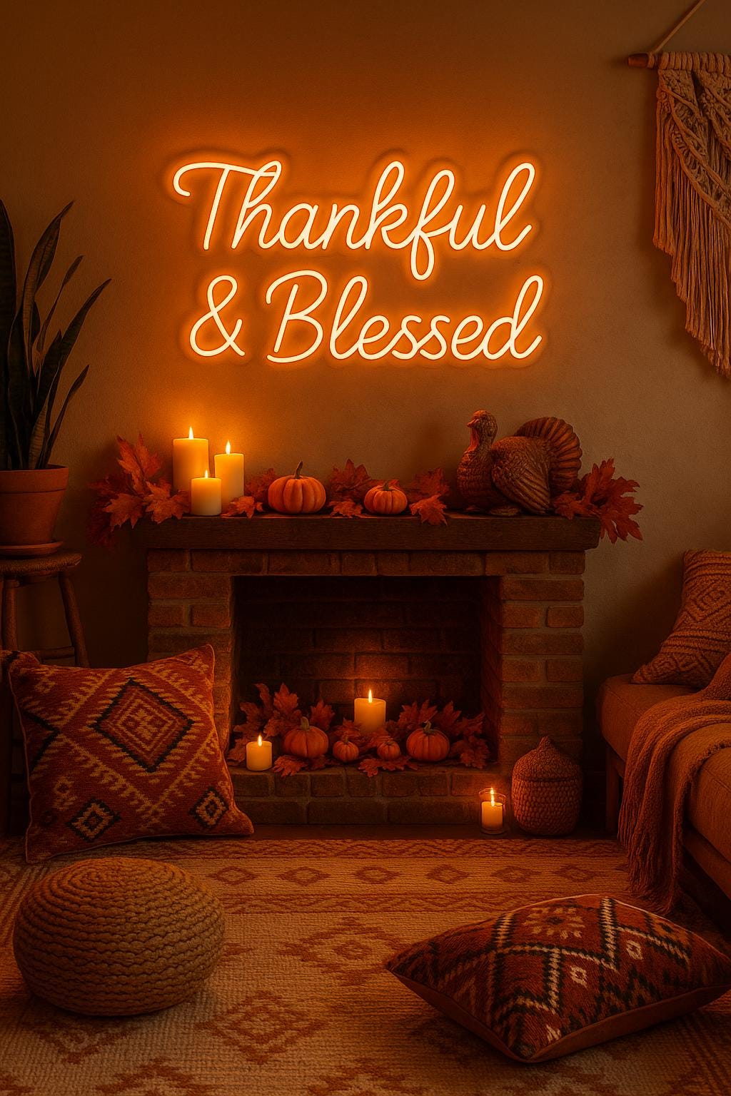 Thankful & Blessed Neon Sign – Thanksgiving LED Light Decor - Etsy