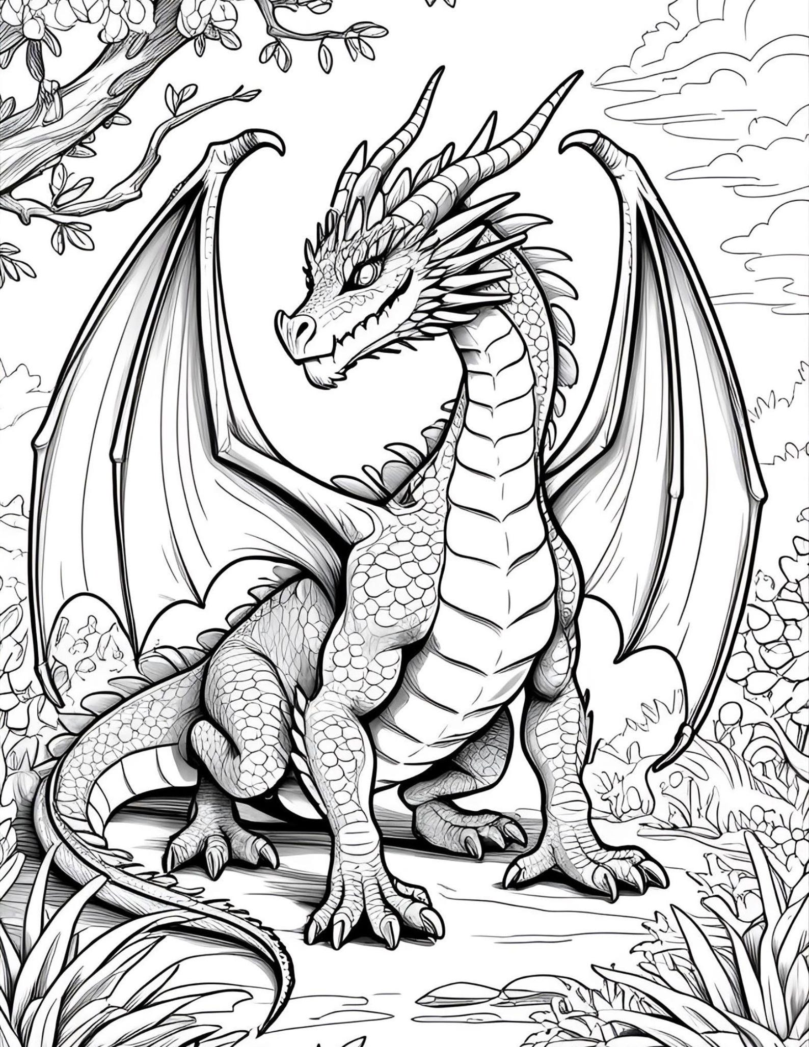 20 Dragon Themed Children's Coloring Pages. - Etsy