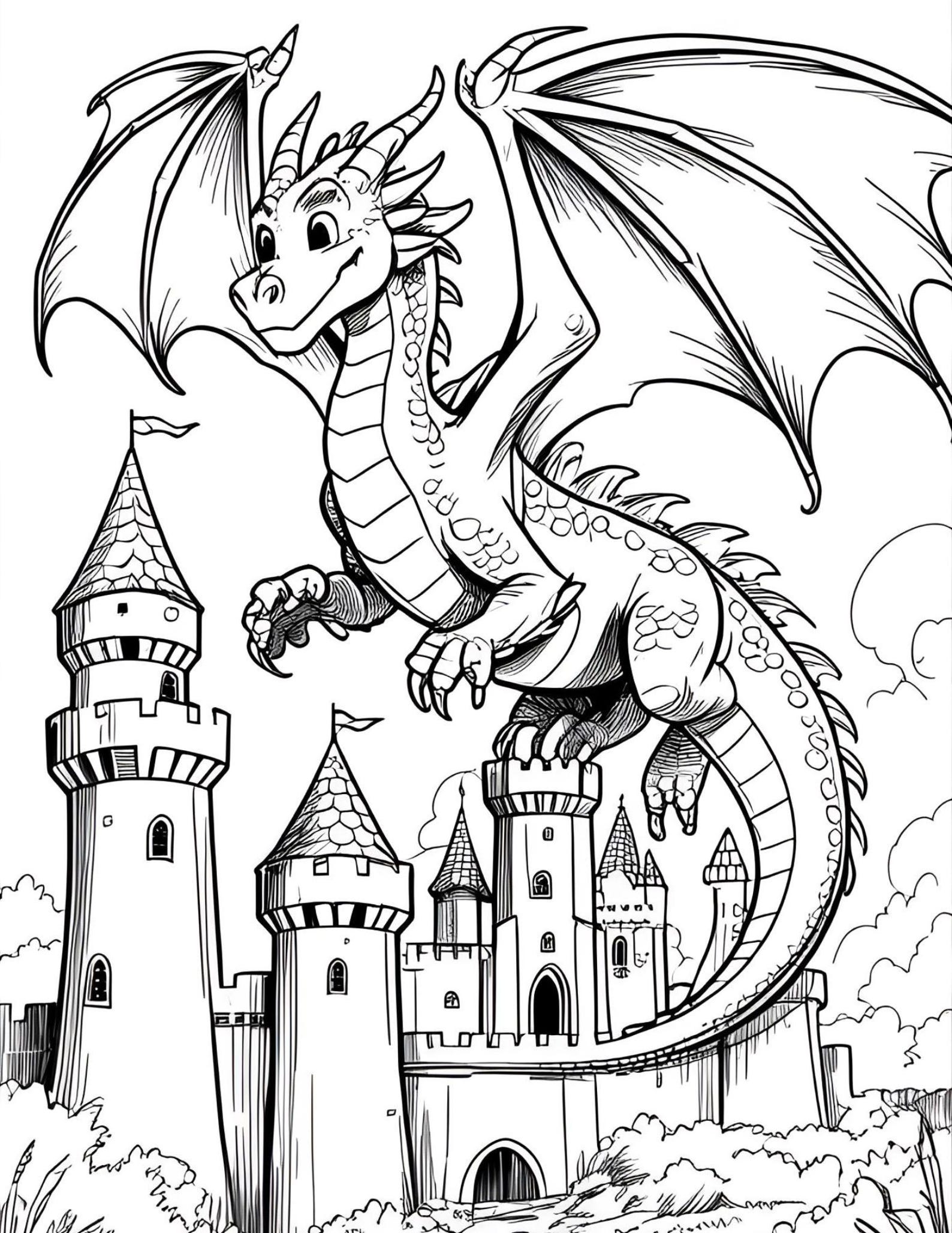 20 Dragon Themed Children's Coloring Pages. - Etsy