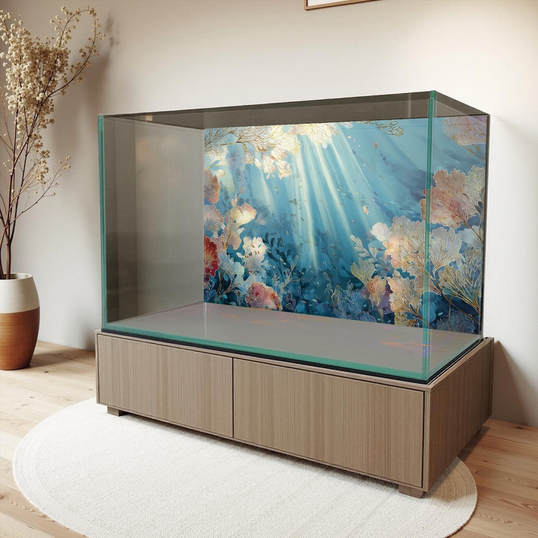Anime Coral Reef Aquarium Background Sticker – Waterproof Vinyl Poster ...