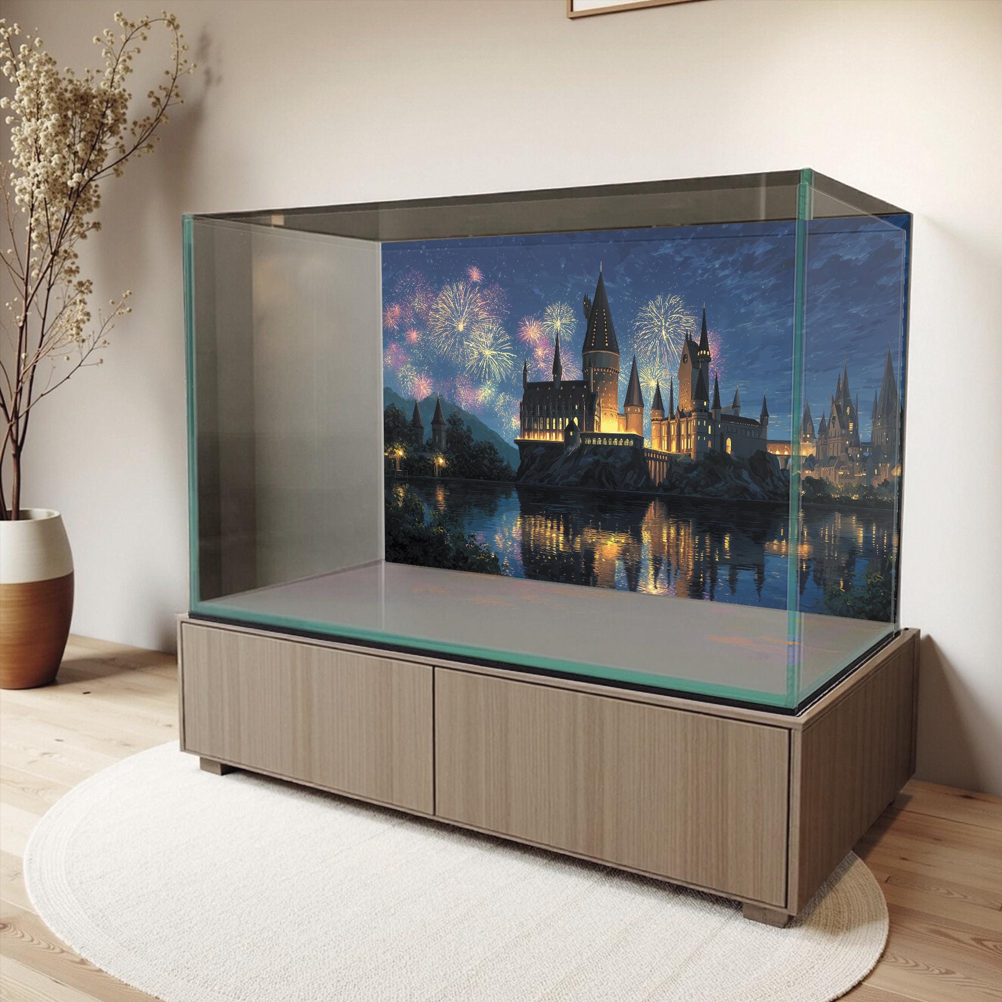 Fireworks Over Hogwarts Aquarium Sticker | Ultra - Clear Underwater ...