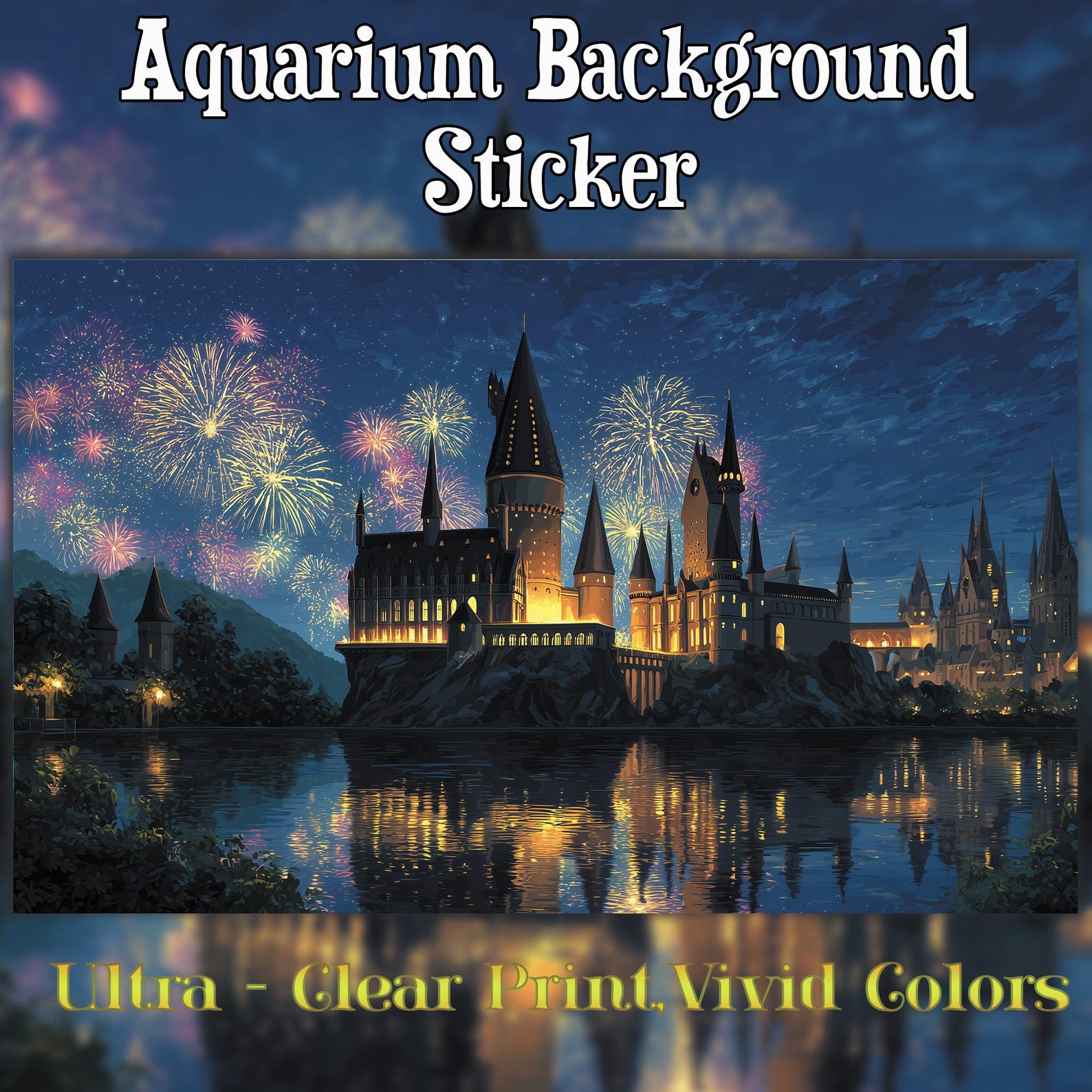 Fireworks Over Hogwarts Aquarium Sticker | Ultra - Clear Underwater ...