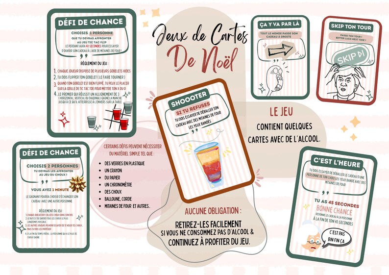 Jeu de cartes de Noël imprimable Activité de groupe Soirée festive Jeu ...